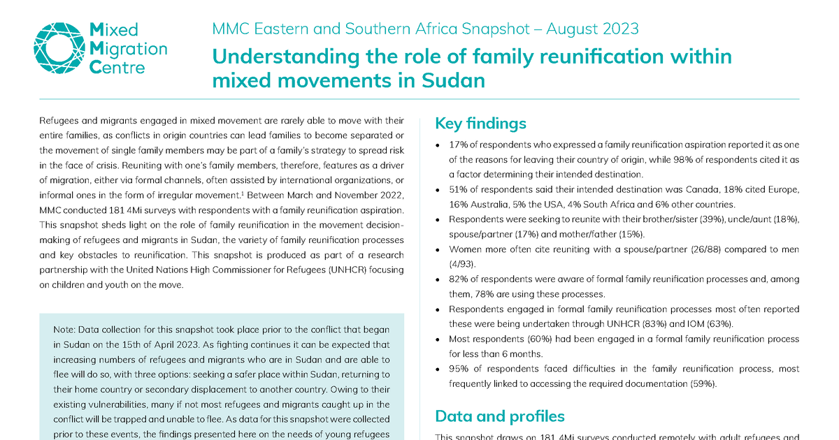 MMC Snapshot - Understanding the role of family reunification within ...